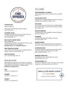 Menu – Final Approach